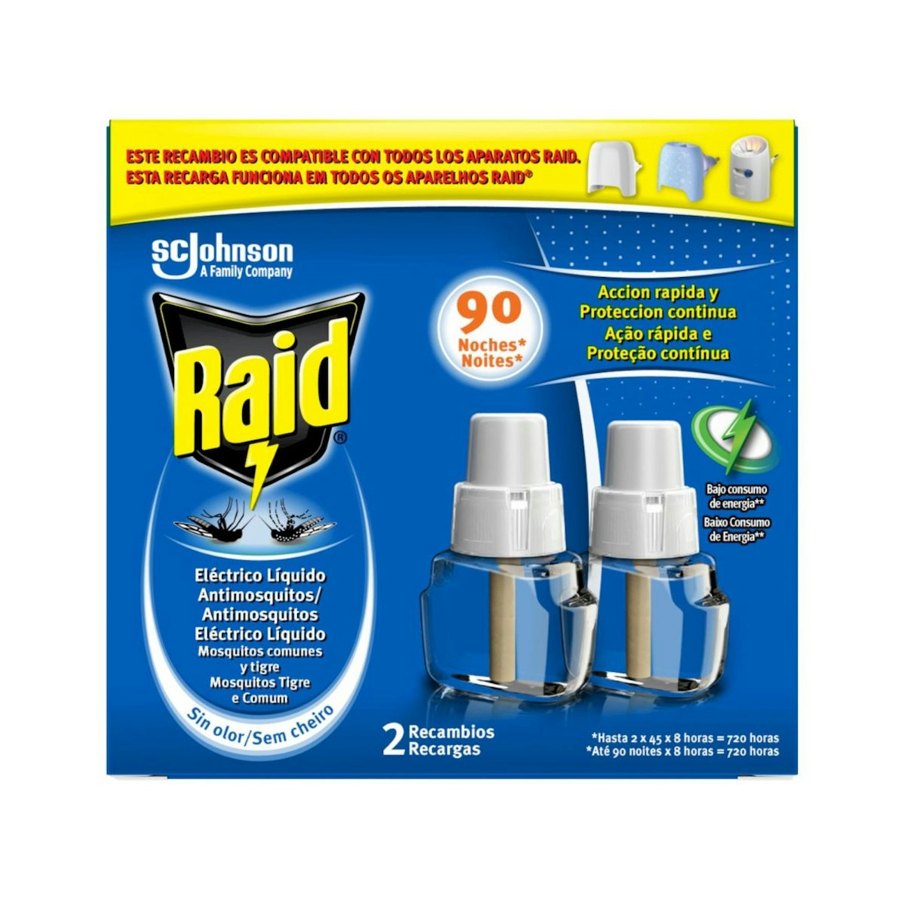 Recarga Líquido Inseticida Antimosquitos Raid 2 unid.