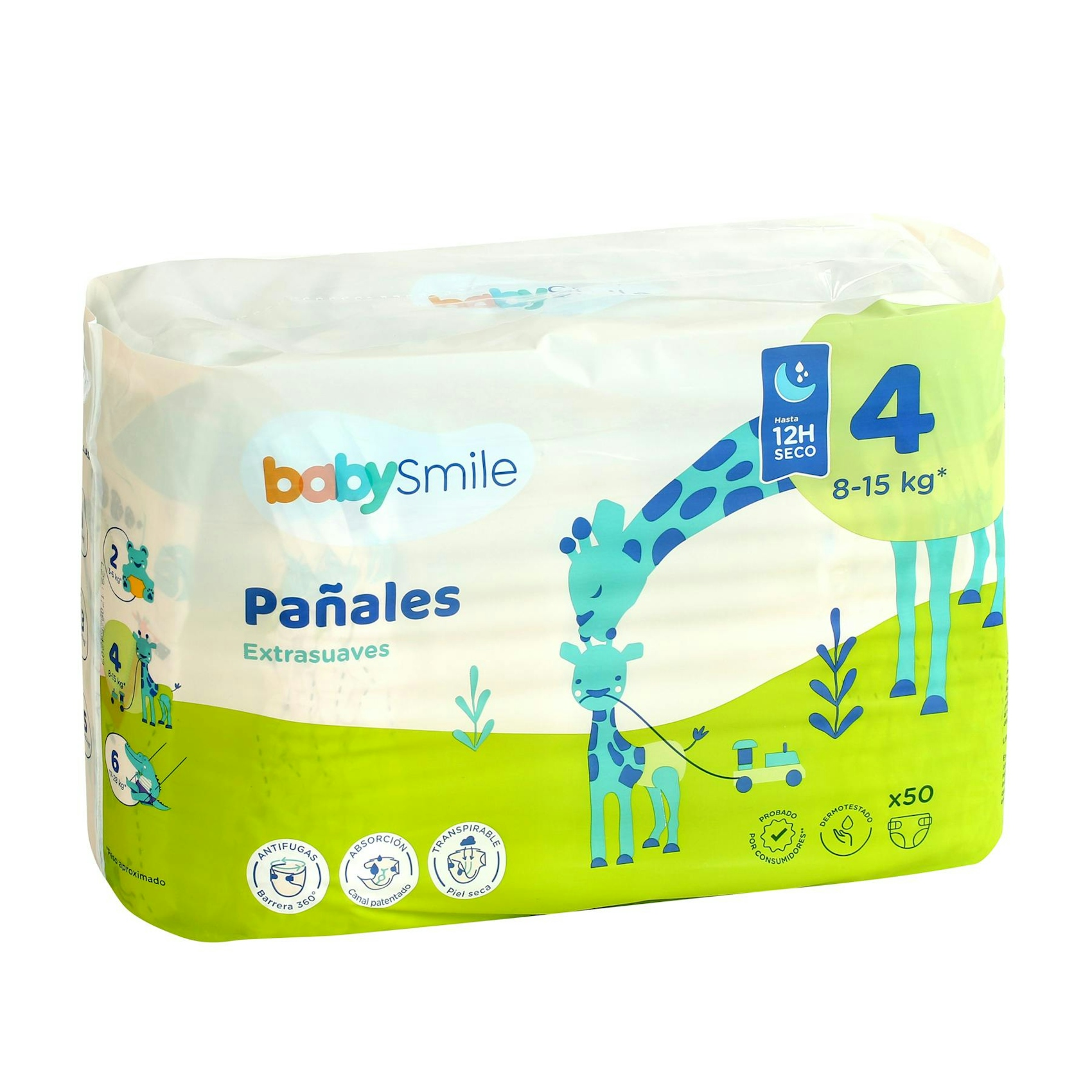 Pañales Talla 4 (8-15 Kg) BabySmile 50 Uds