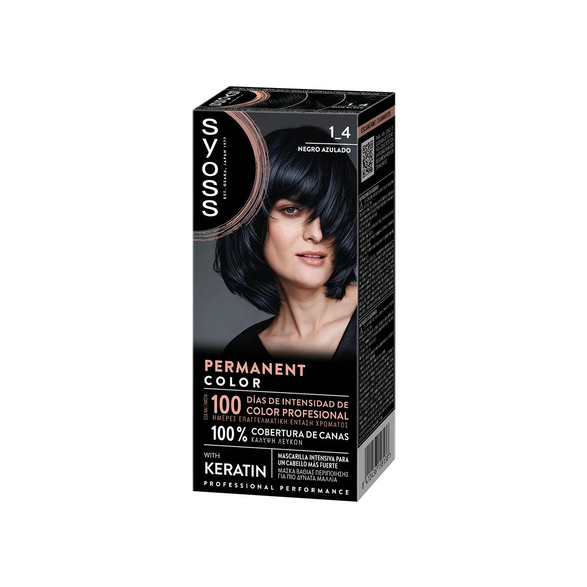 Tinte Permanente Permanent Color Syoss N1-4 Negro Azulado